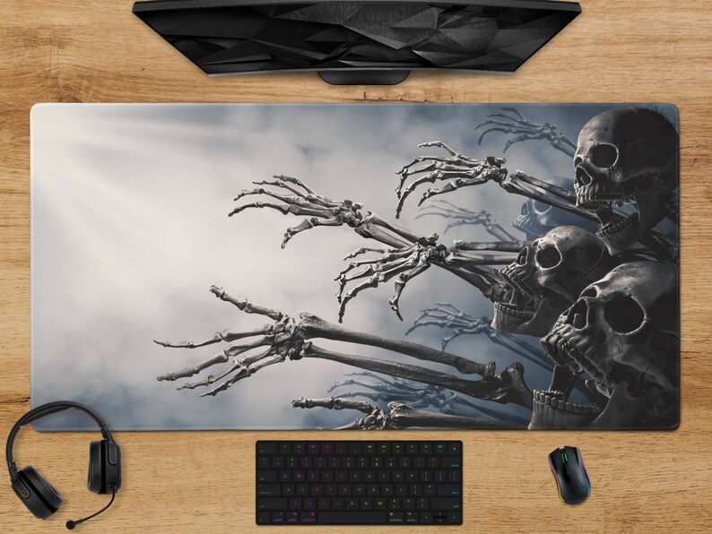 Skeleton Skull Bones Halloween Desk Mat Goth Horror Gaming - Etsy
