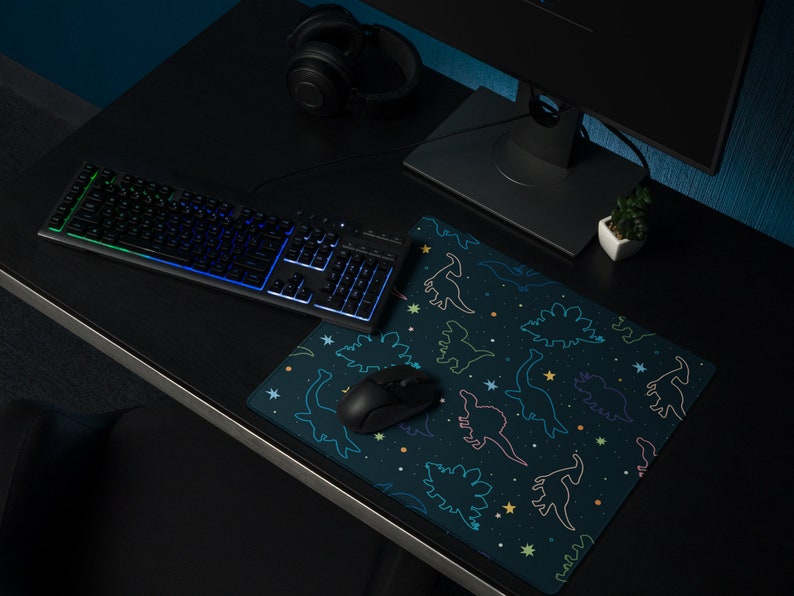Dinosaur Outline Desk Mat Stars Night Sky Prehistoric Stego - Etsy