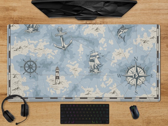 Pirate Treasure Sailor Map Desk Mat Blue Nautical Ship Boat - Etsy