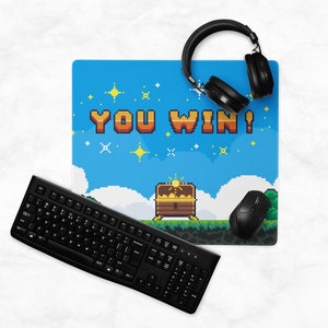 8-bit Retro Pixel Arcade You Win Desk Mat Gaming Large Mouse - Etsy
