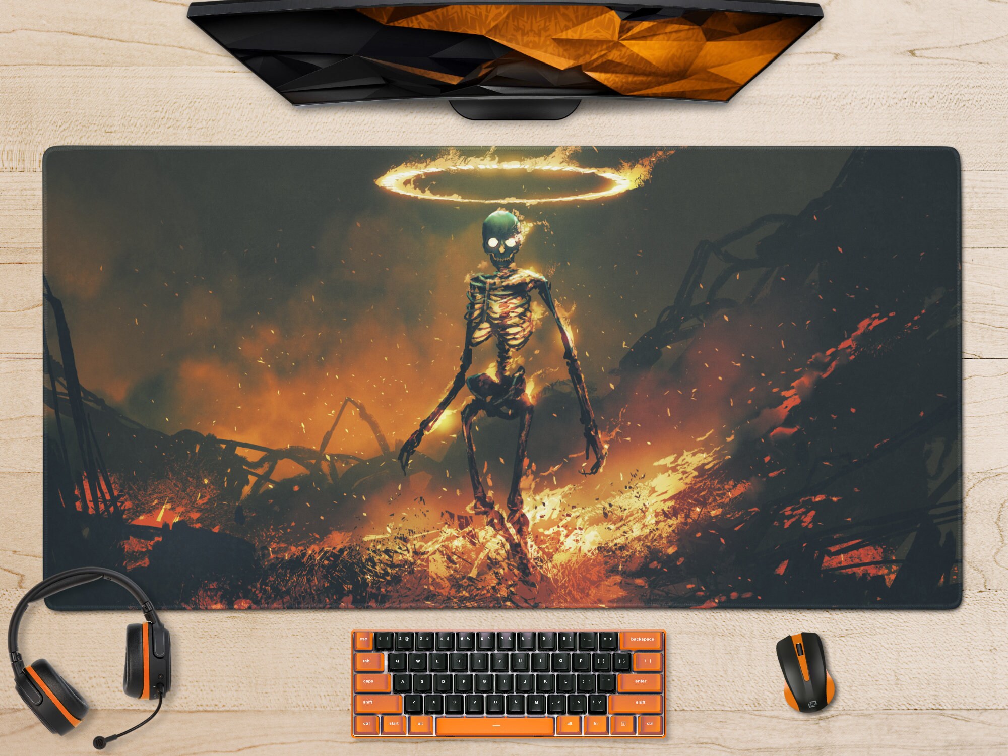 Fantasy Horror Skeleton Desk Mat Skull Demon Goth Hell - Etsy