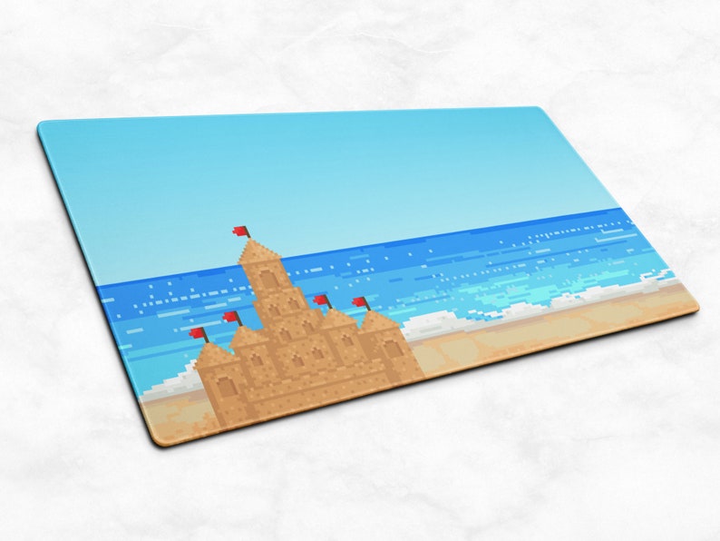 8-bit Arcade Retro Pixel Sand Castle Beach Desk Mat Gaming - Etsy