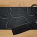 Topographic Abstract Desk Mat, White Lines Geographic Map Gaming Large ...