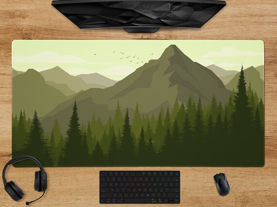 Mountain Landscape Forest Green Desk Mat Nature Tree Scenery - Etsy