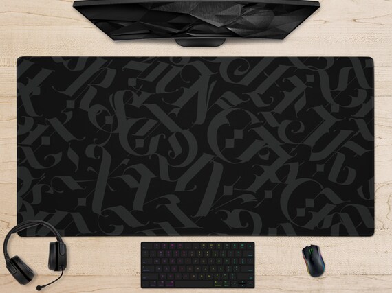 Gothic Font Desk Mat Black Witchy Tarot Mat Gaming Large - Etsy