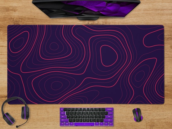 Topographic Abstract Desk Mat Pink Purple Geographic Map - Etsy