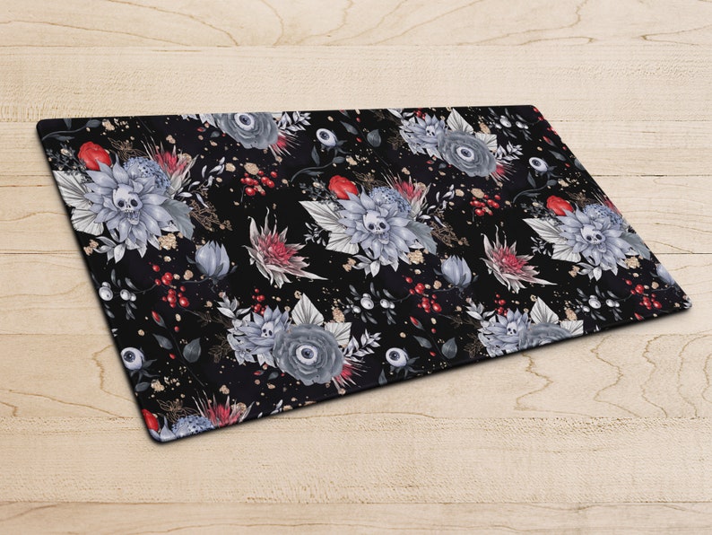 Goth Floral Skull Halloween Desk Mat Eyeball Flower Black - Etsy
