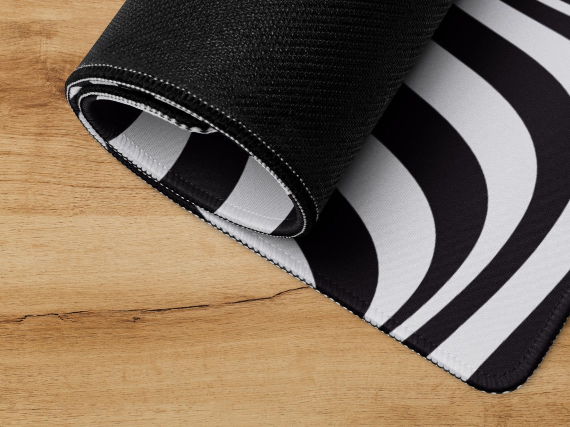 Hypnotic Optical Illusion Desk Mat Abstract Trippy Black and - Etsy