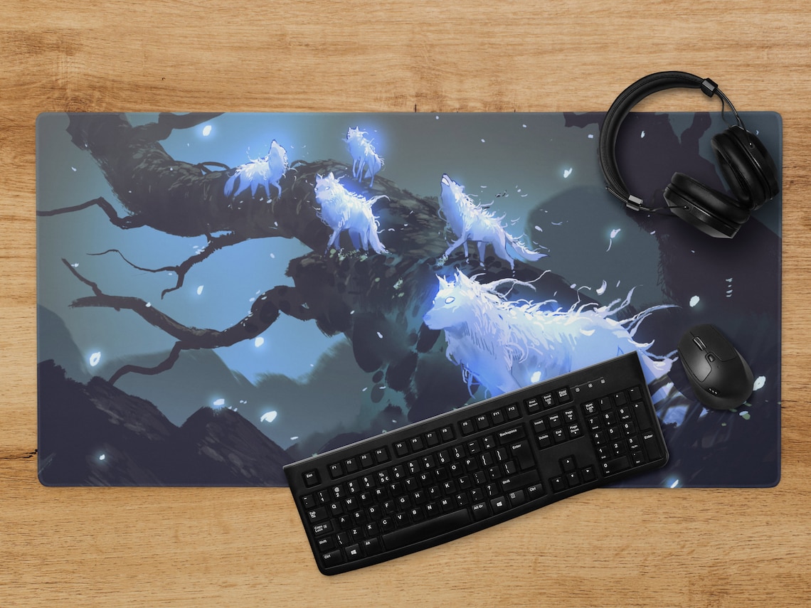 Fantasy Wolves Desk Mat Magic Forest Aesthetic Landscape - Etsy