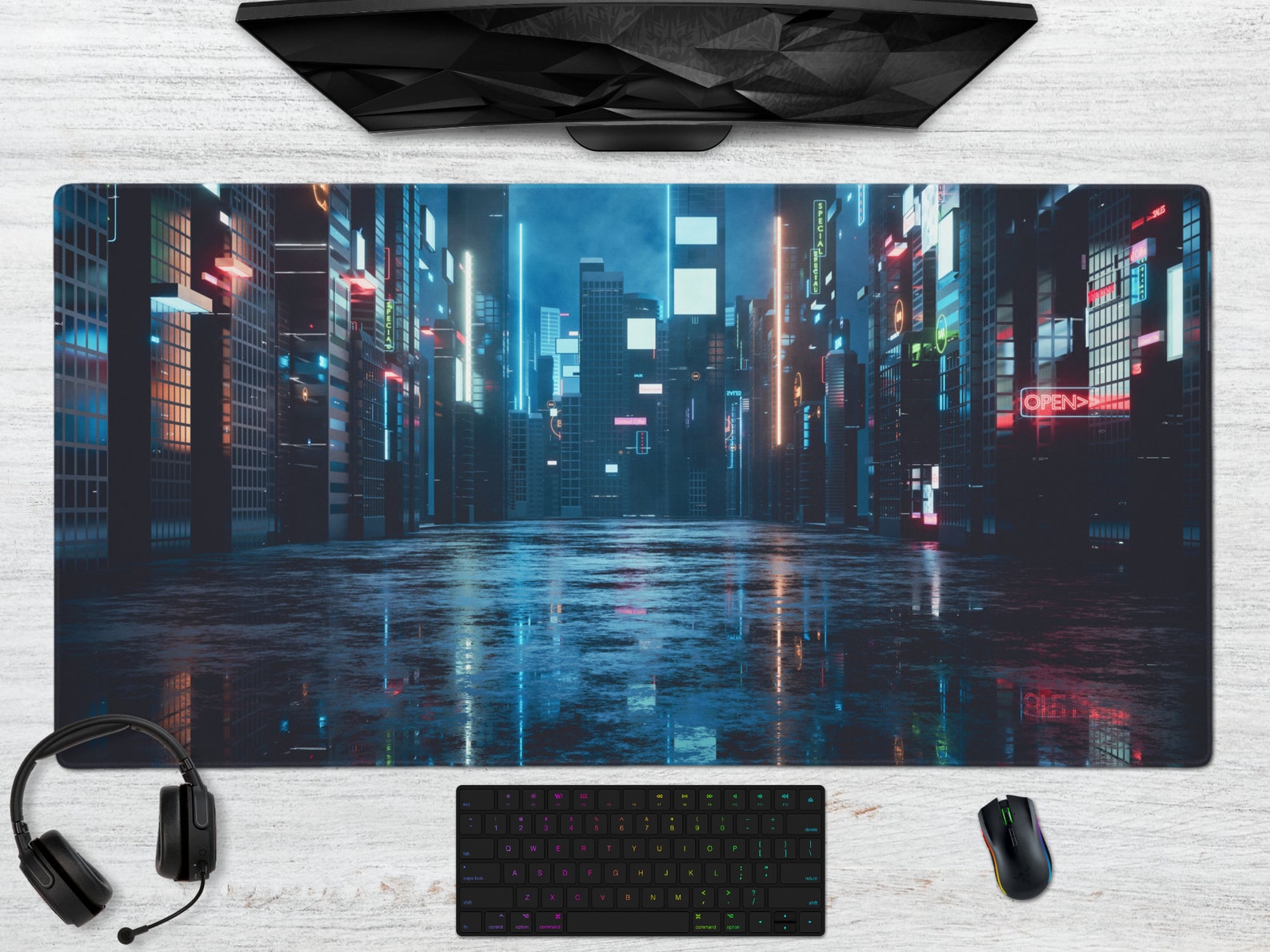 Cyberpunk City Street Desk Mat Futuristic City Gaming Large - Etsy