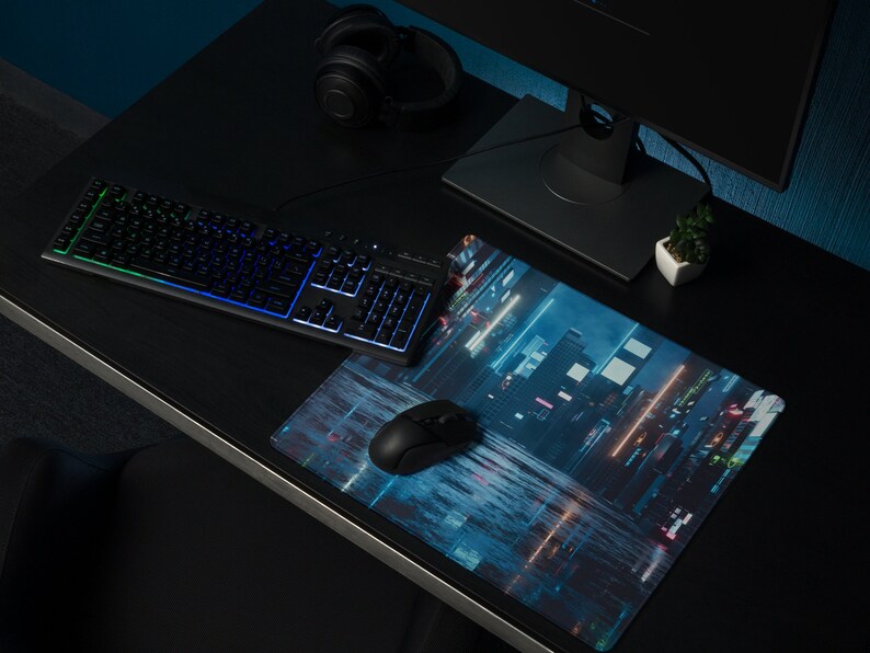 Cyberpunk City Street Desk Mat Futuristic City Gaming Large - Etsy