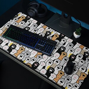 Cat Paws Kawaii Cute Desk Mat, Kitten Kitty Gaming Large Mouse Pad XXL ...