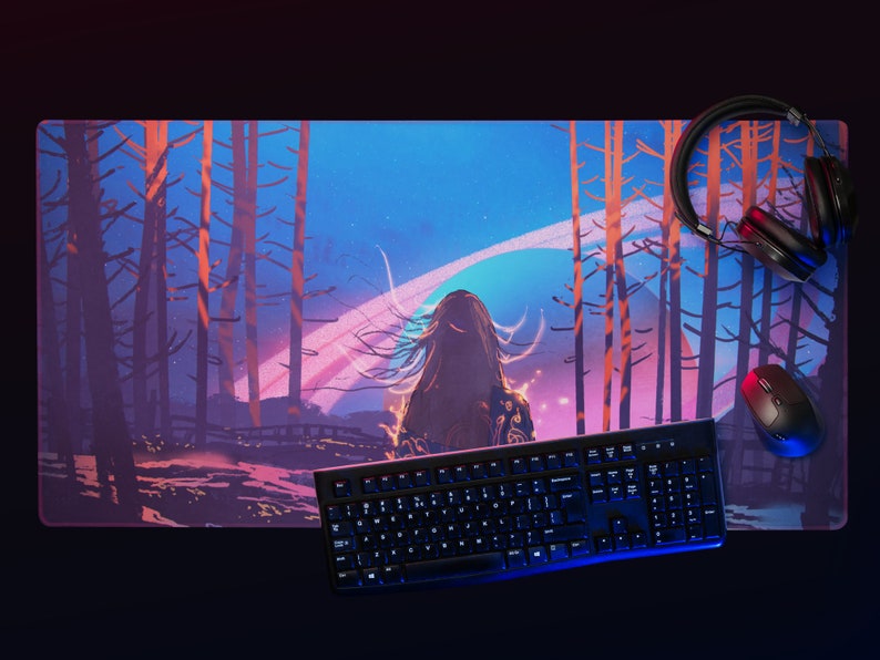 Fantasy Saturn Night Sky Desk Mat Planet Forest Nature - Etsy