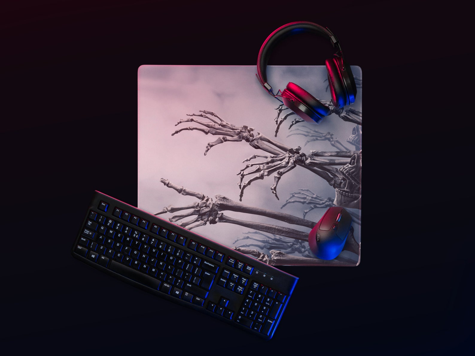 Skeleton Skull Bones Halloween Desk Mat Goth Horror Gaming - Etsy