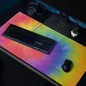 Rainbow Tie Dye Desk Mat Colorful Watercolor Lgbtq Pride - Etsy