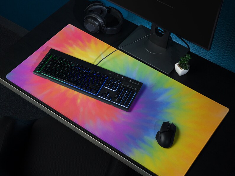 Rainbow Tie Dye Desk Mat Colorful Watercolor Lgbtq Pride - Etsy