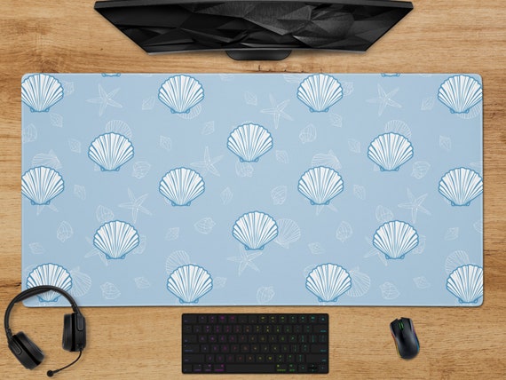 Seashell Scallop Desk Mat Blue Beach Starfish Ocean Sea - Etsy