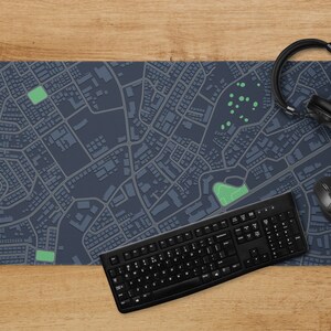 City Street Map Abstract Desk Mat, GPS Navigation Gaming Large Mouse ...