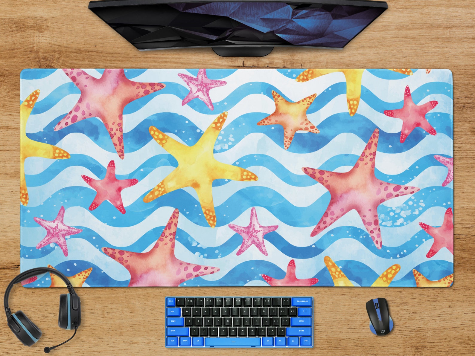 Starfish Aquatic Desk Mat Blue Beach Ocean Sea Marine Life - Etsy