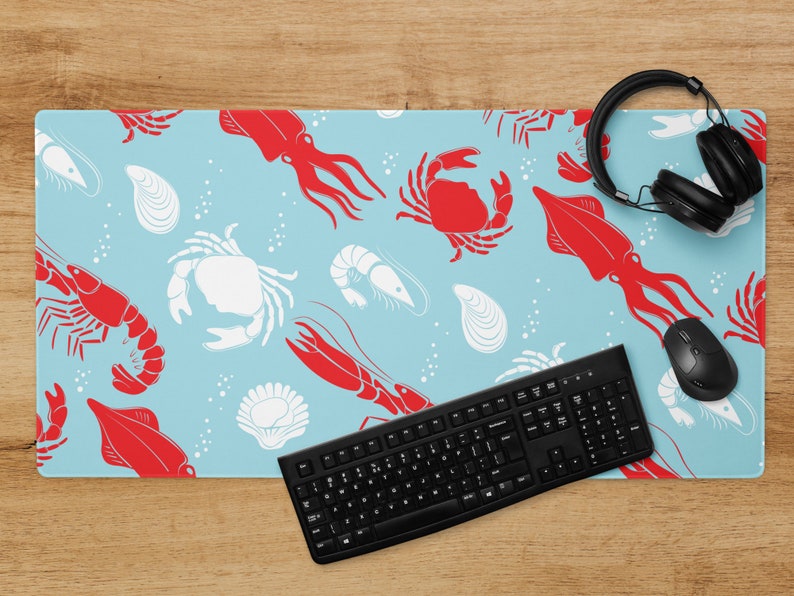 Marine Life Sea Crustaceancore Desk Mat Lobster Blue Shrimp - Etsy