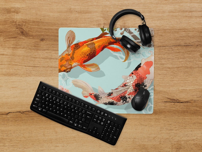 Japanese Koi Fish Pond Desk Mat Cherry Blossom Carp Sakura - Etsy