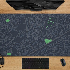 City Street Map Abstract Desk Mat, GPS Navigation Gaming Large Mouse ...