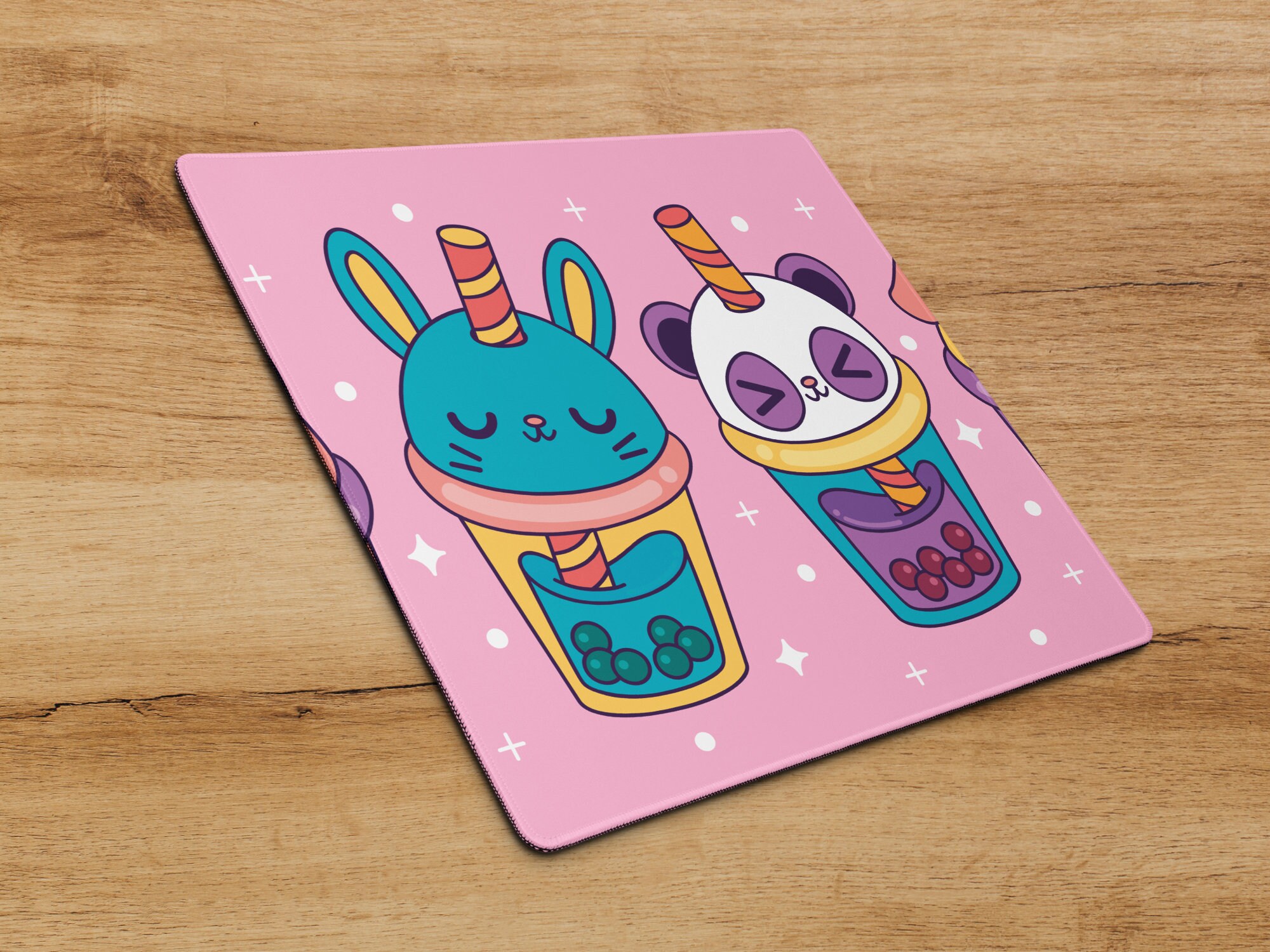 Kawaii Cute Animal Bubble Tea Desk Mat Boba Pink Gaming Large - Etsy