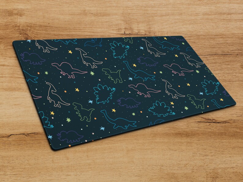Dinosaur Outline Desk Mat Stars Night Sky Prehistoric Stego - Etsy