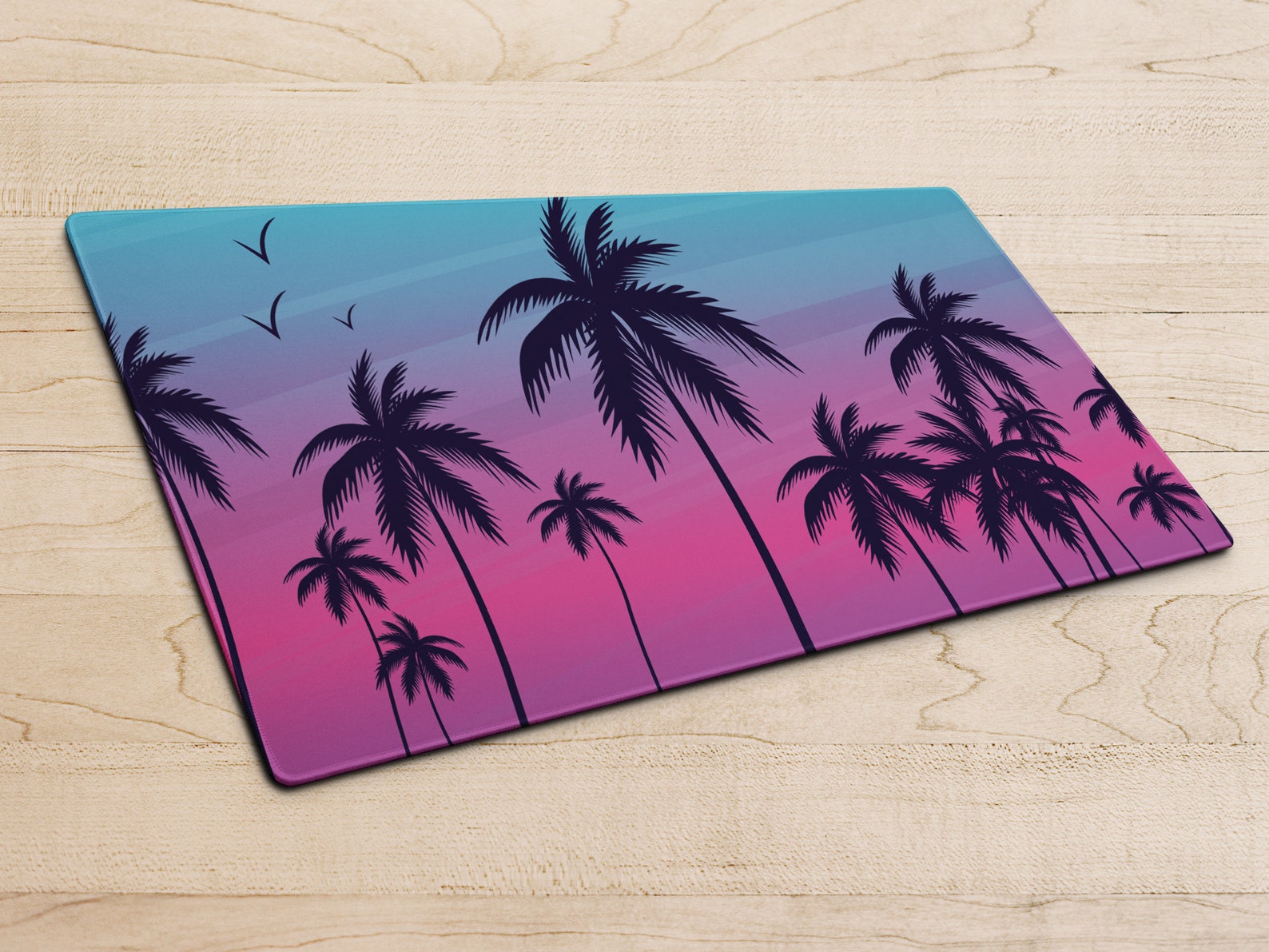 Palm Trees Sunset Desk Mat Miami Beach Blue Pink Summer - Etsy