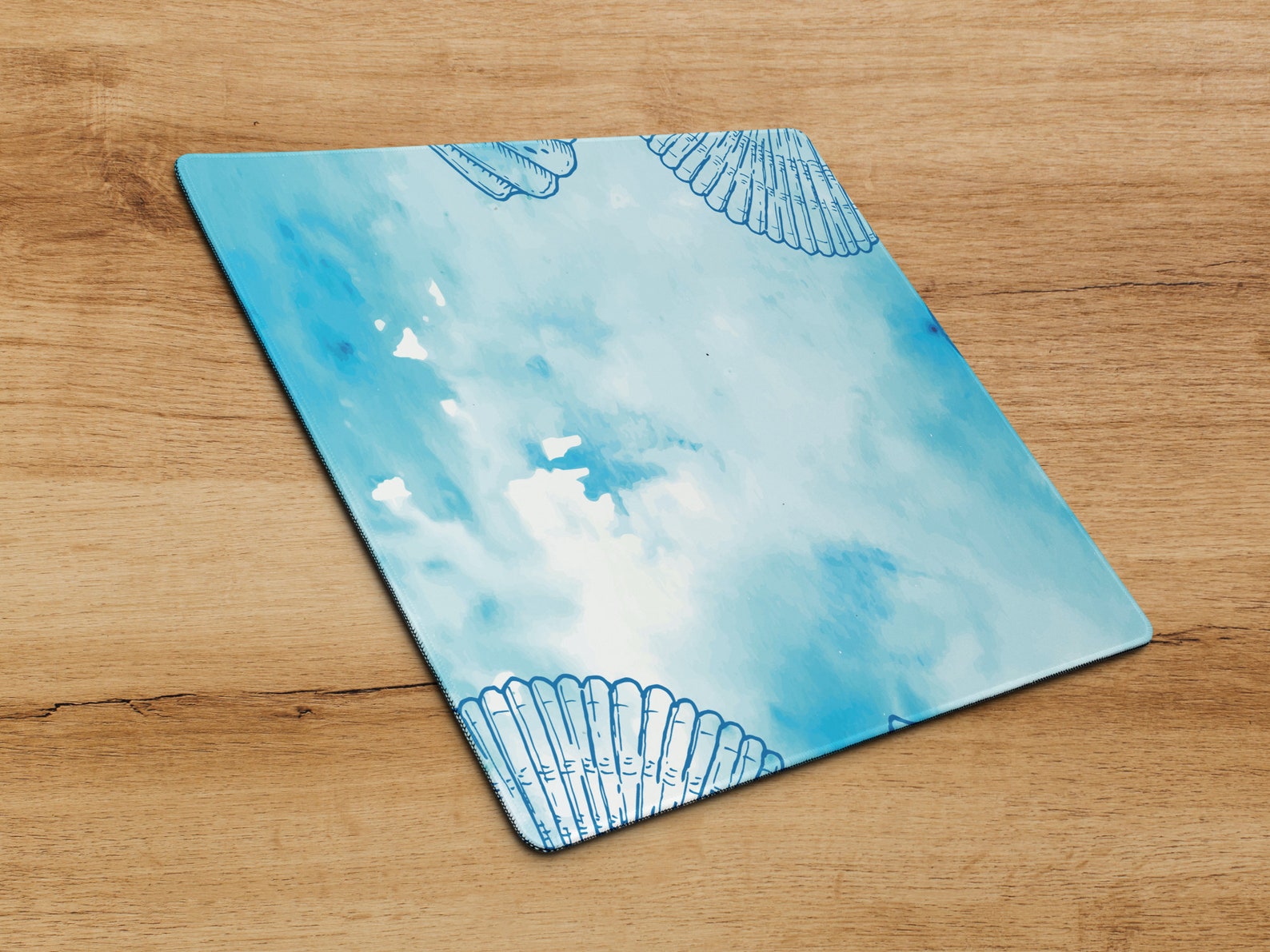 Seashells Watercolor Blue Desk Mat Beach Scallop Ocean Sea - Etsy
