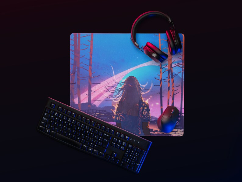 Fantasy Saturn Night Sky Desk Mat Planet Forest Nature - Etsy