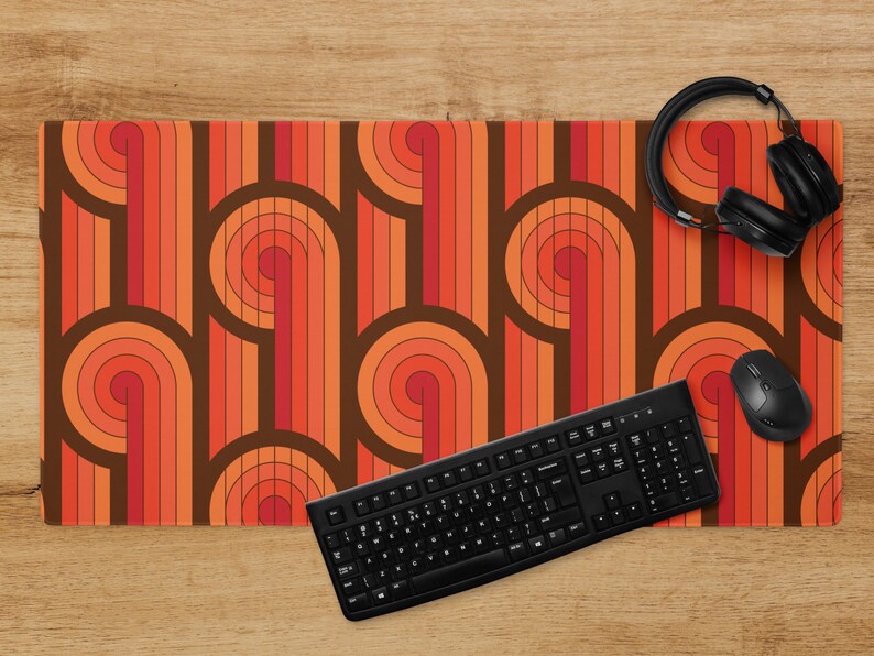 Retro Groovy Mid Century Modern Abstract Desk Mat Gaming Large - Etsy