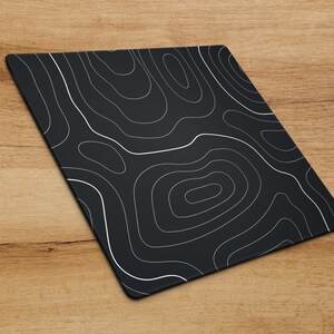 Topographic Abstract Desk Mat, White Lines Geographic Map Gaming Large ...