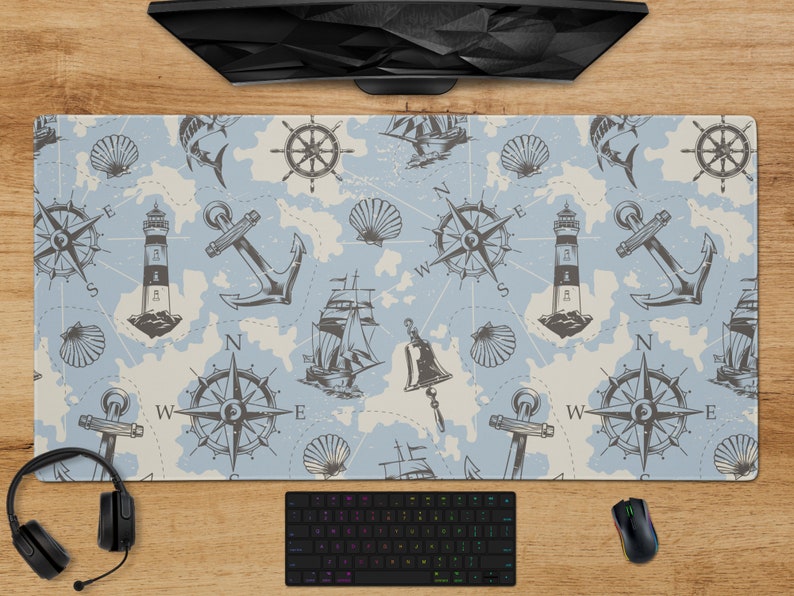 Pirate Treasure Map Sailor Desk Mat Blue Nautical Ship Boat - Etsy