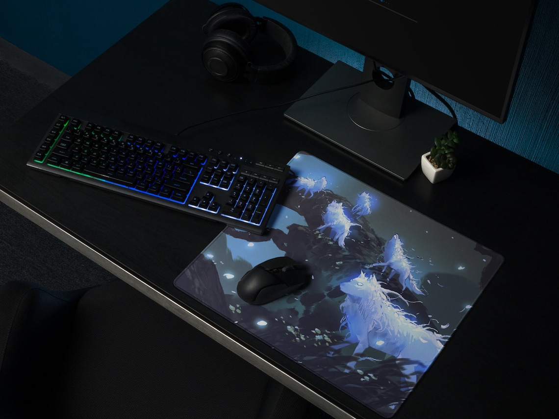 Fantasy Wolves Desk Mat Magic Forest Aesthetic Landscape - Etsy