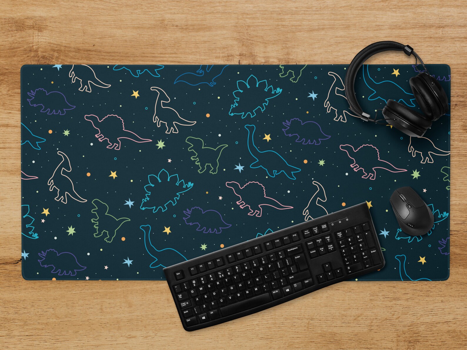 Dinosaur Outline Desk Mat Stars Night Sky Prehistoric Stego - Etsy
