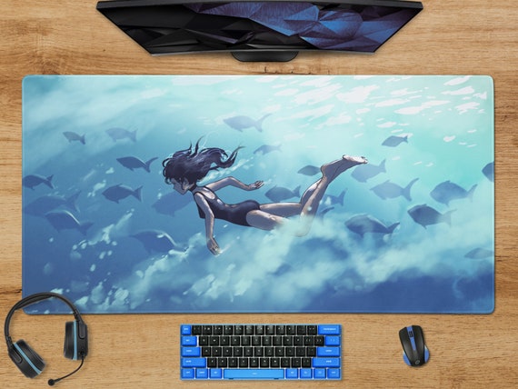 Underwater Swimmer Fish Desk Mat Blue Aquatic Sea Ocean - Etsy