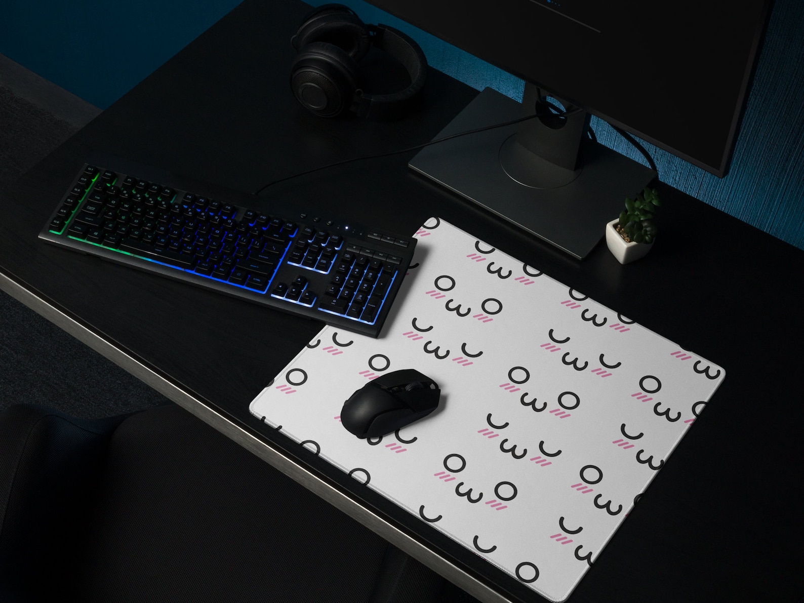 Uwu Owo Desk Mat Kawaii Cute White Gaming Large Mouse Pad XXL - Etsy