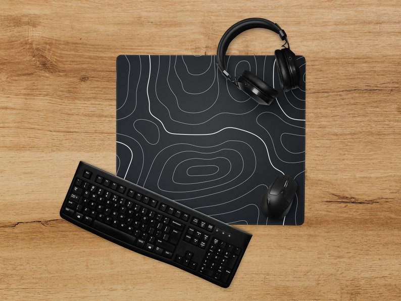 Topographic Abstract Desk Mat White Lines Geographic Map - Etsy