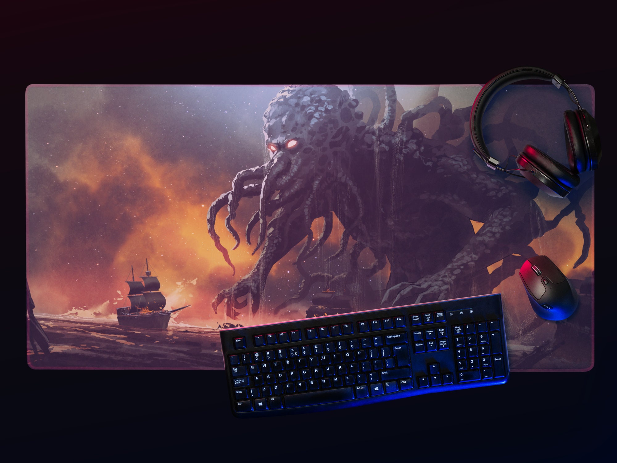 Fantasy Cthulhu Horror Monster Desk Mat Sea Ocean Ship - Etsy