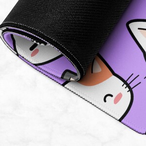 Kawaii Cute Cat Faces Purple Desk Mat Gaming Large Mouse Pad - Etsy