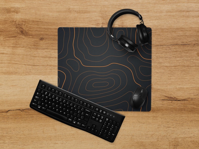 Topographic Abstract Desk Mat Orange Geographic Map Gaming - Etsy