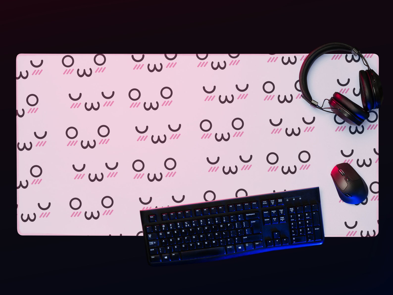 Uwu Owo Desk Mat Kawaii Cute White Gaming Large Mouse Pad XXL - Etsy