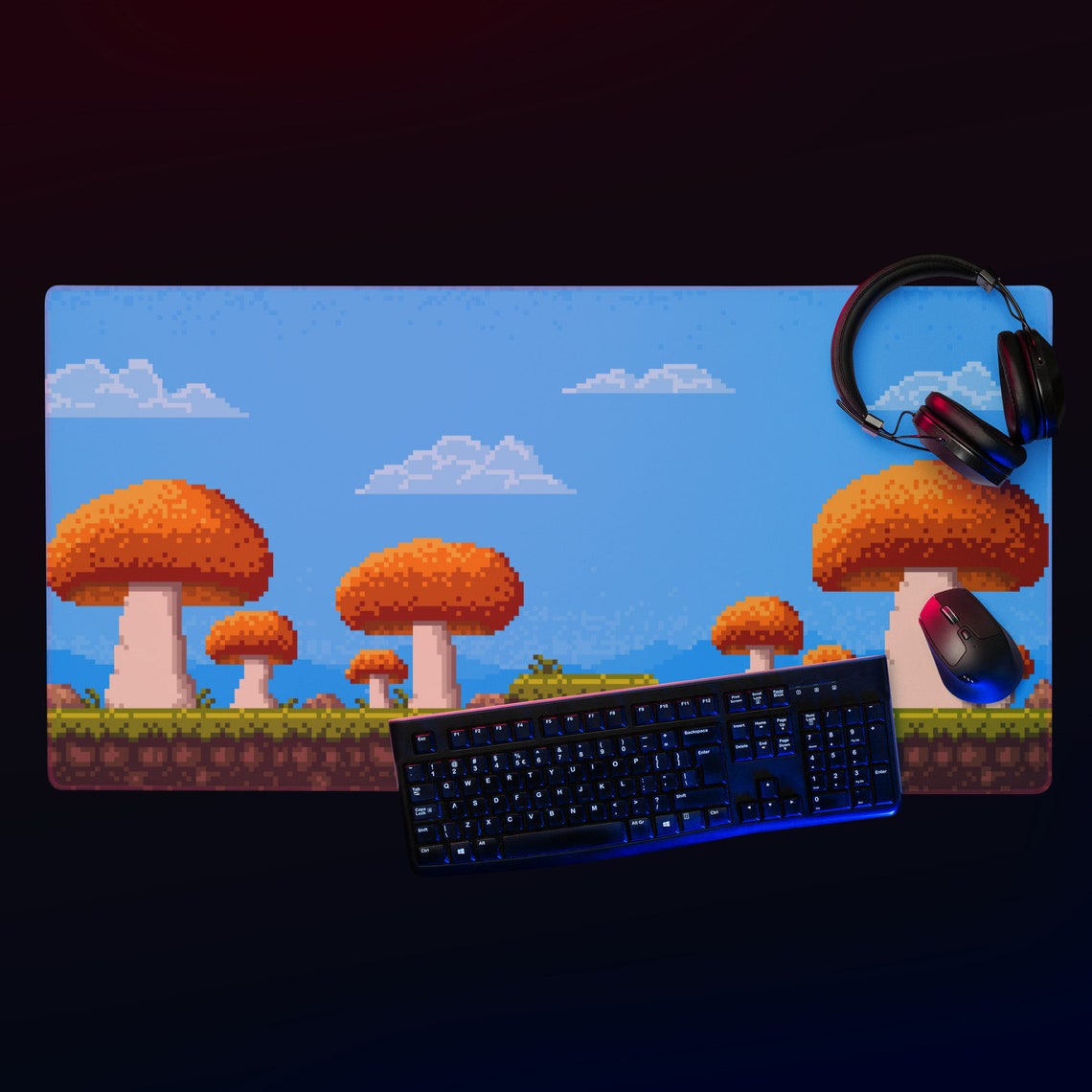 Mushroom 8 Bit Retro Pixel Arcade Desk Mat Gaming Keyboard - Etsy