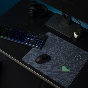 City Street Map Abstract Desk Mat, GPS Navigation Gaming Large Mouse ...