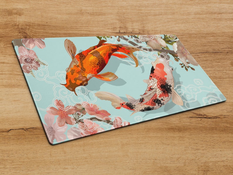 Japanese Koi Fish Pond Desk Mat Cherry Blossom Carp Sakura - Etsy