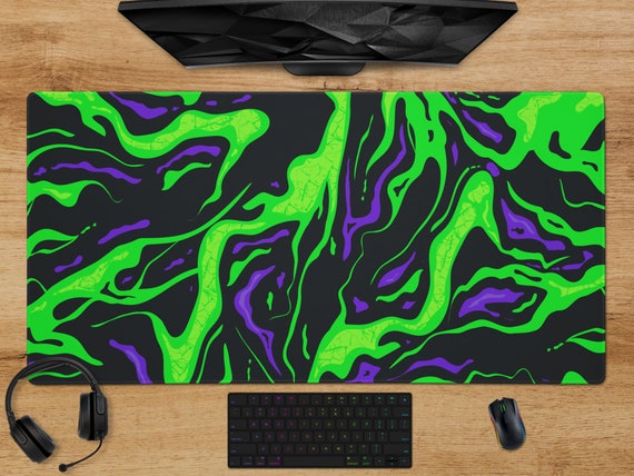 Abstract Fluid Liquid Desk Mat Splash Paint Green Purple - Etsy