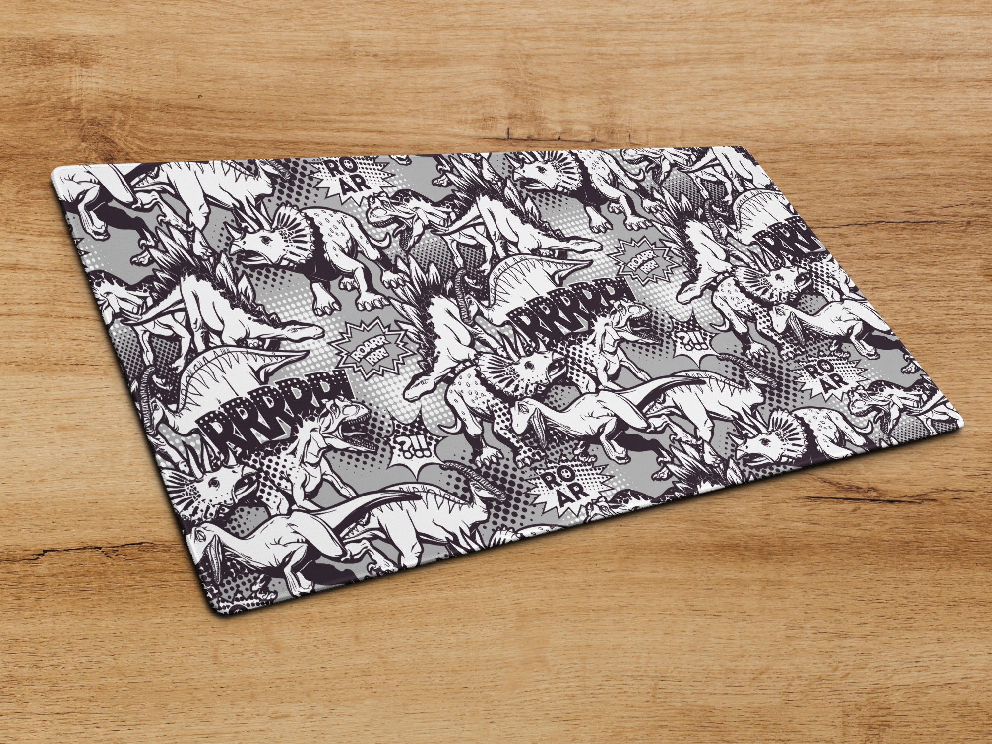 Dinosaur Comic Desk Mat Prehistoric Stegosaur Triceratops - Etsy