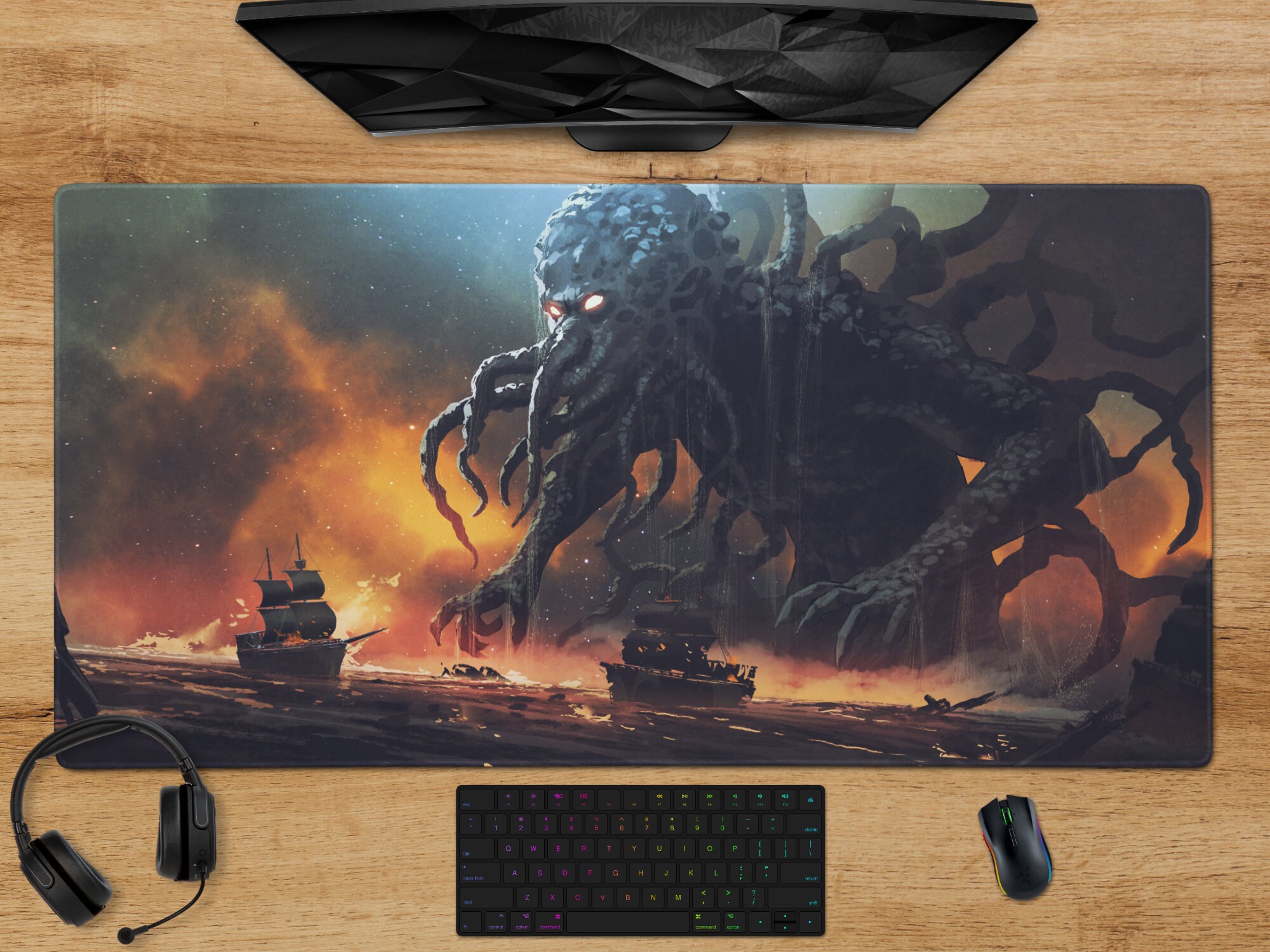 Fantasy Cthulhu Horror Monster Desk Mat Sea Ocean Ship - Etsy