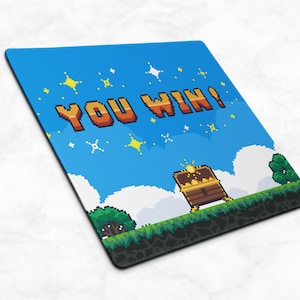 8-bit Retro Pixel Arcade You Win Desk Mat Gaming Large Mouse - Etsy